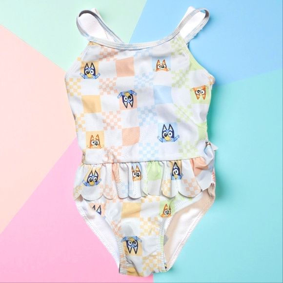 Bluey | Swim | Bluey One Piece Bathing Suit With Bluey Bing All Over ...